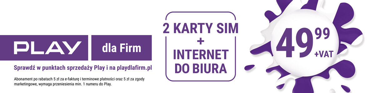 Dwie karty SIM i nielimitowany internet do biura za 49,99 zł w Play dla ...