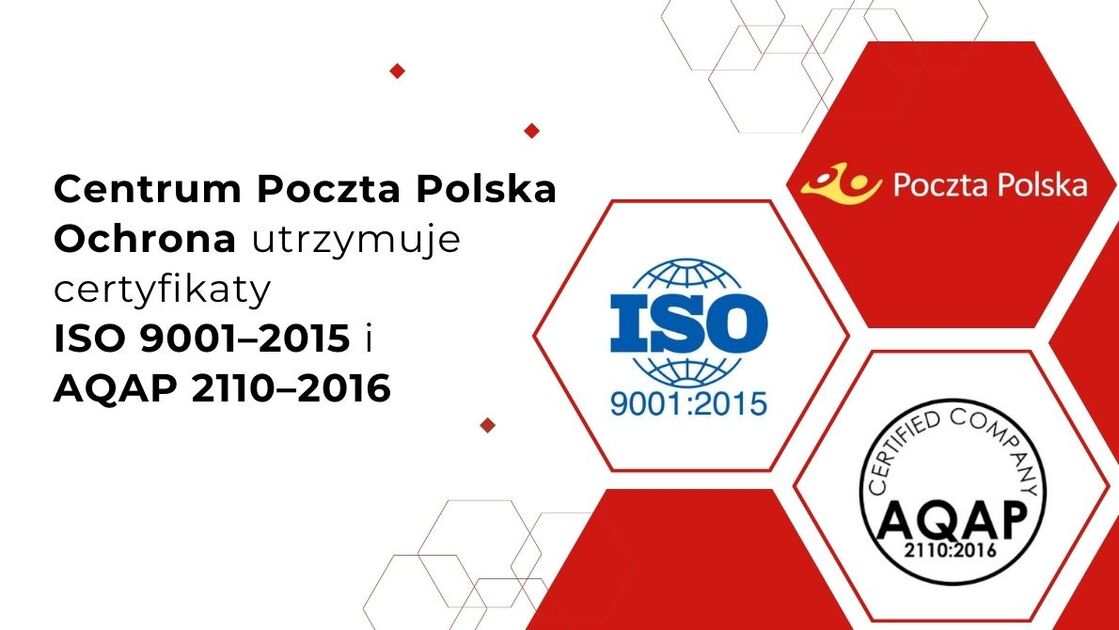 Centrum Poczta Polska Ochrona utrzymuje certyfikaty ISO 9001–2015 i ...